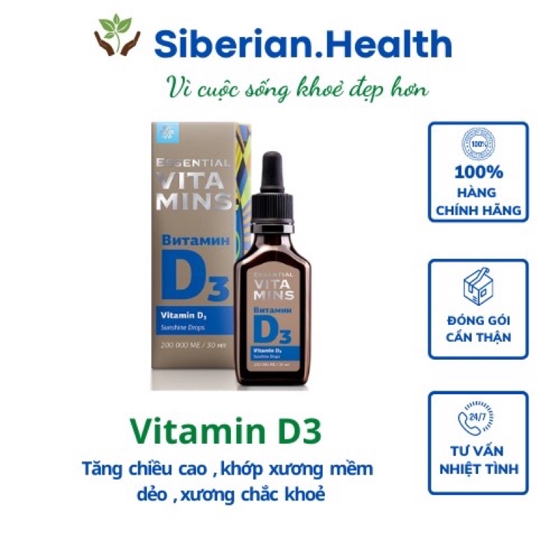 Vitamin D3 - Siberian wellness - Tăng chiều cao, khớp xương mềm dẻo ...