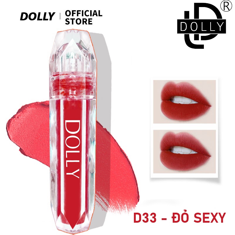 Son dolly diamond D33 - ĐỎ SEXY, son kem lì không trôi giá rẻ tặng 1 ...