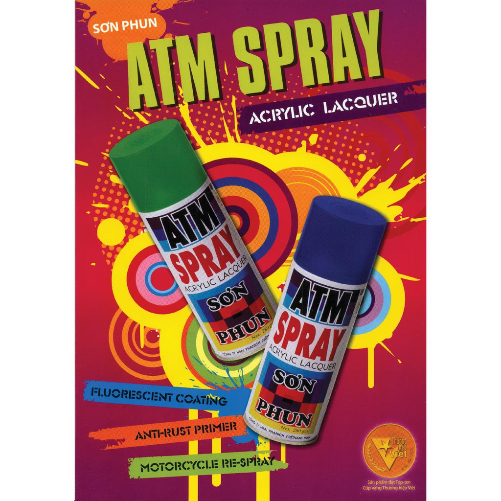 Sơn xịt ATM A10 màu trong suốt, tăng chất lượng bề mặt sơn, 400ml ...