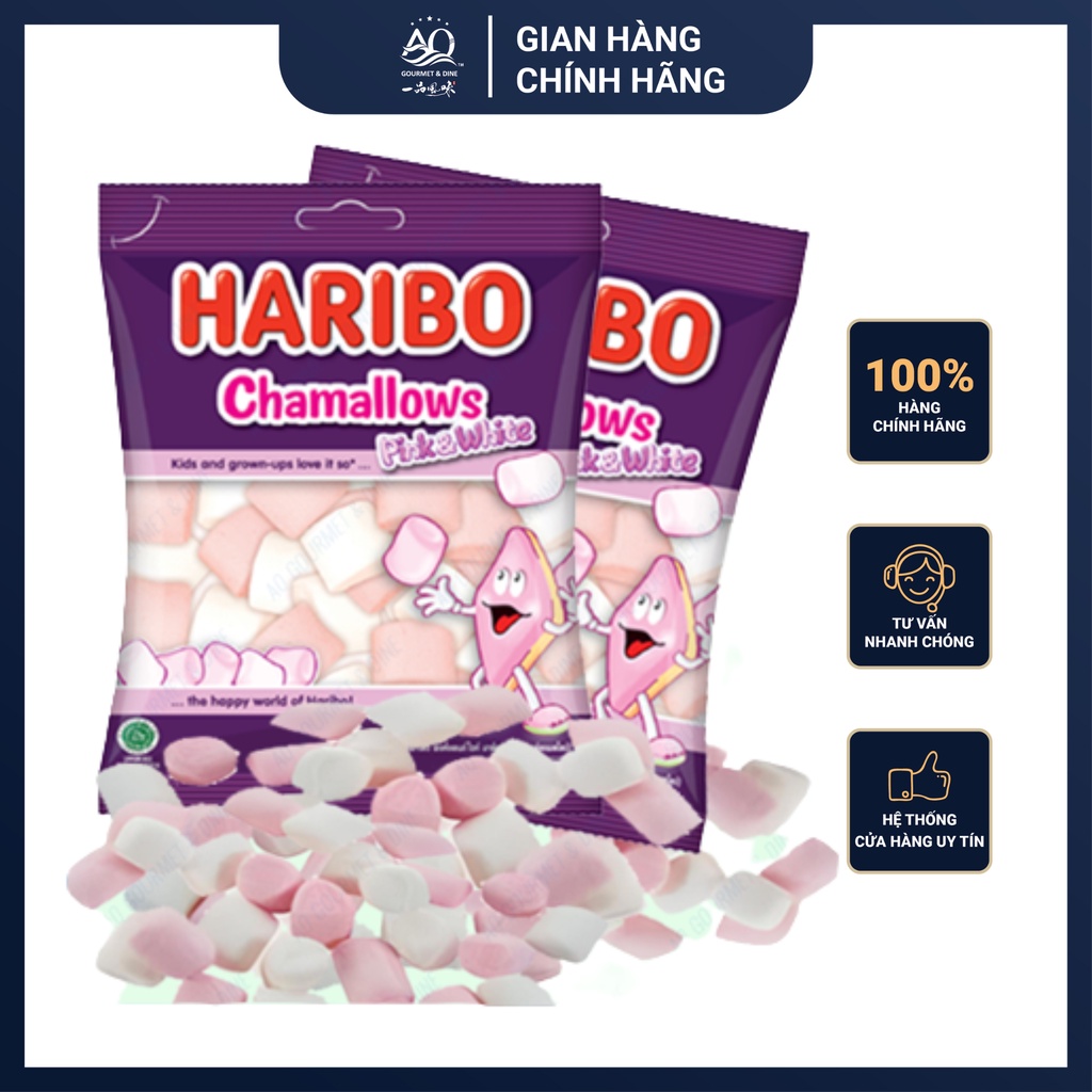 Kẹo Xốp Haribo Chamallows Pink & White 150g - Haribo Chamallows Pink ...