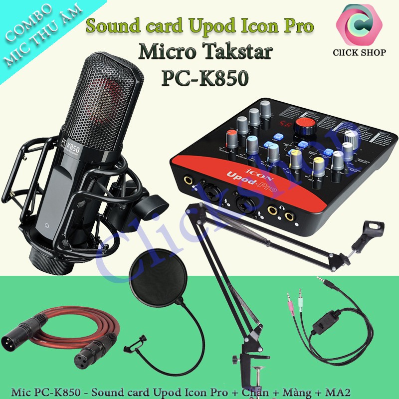 Mic thu âm cao cấp Takstar PC-K850 đi sound card icon upod pro chân đế ...