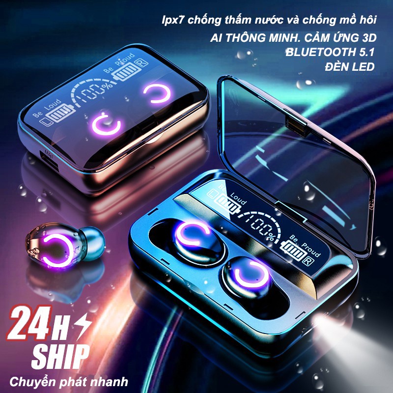 (COD) Tai nghe tai nghe không dây TWS Bluetooth 5.1 với Micrô HIFI âm ...