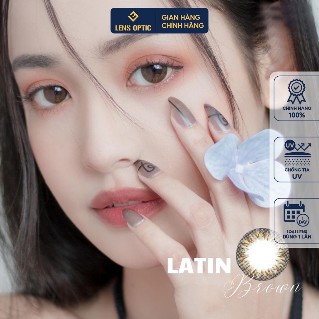 Lens 1 ngày Clalen Iris màu Latin kính áp tròng cận thị nâu rêu đẹp nhất chính hãng Lens Optic ...