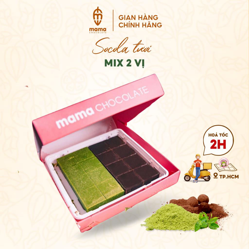 Socola Tươi Mama Chocolate Mix 2 Vị Matcha, Đen Đắng Hộp 16 Viên 150g ...