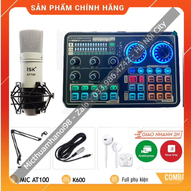 Bộ Mic Hát Livestream Sound Card K600 & Mic ISK AT100. Âm Thanh Cực Hay ...