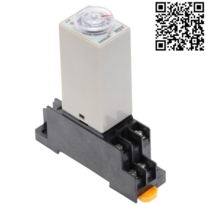 Timer mini H3Y-2 điện áp 12VDC, 24VDC, 220VAC rơ le thời gian 8 chân dẹp nhỏ tặng kèm chân đế ...