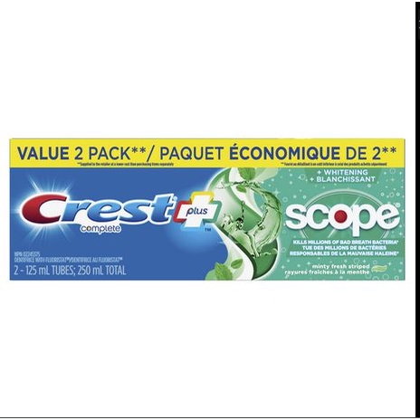 Kem đánh răng Crest Plus Complete Whitening Scope 250 ml | Shopee Việt Nam