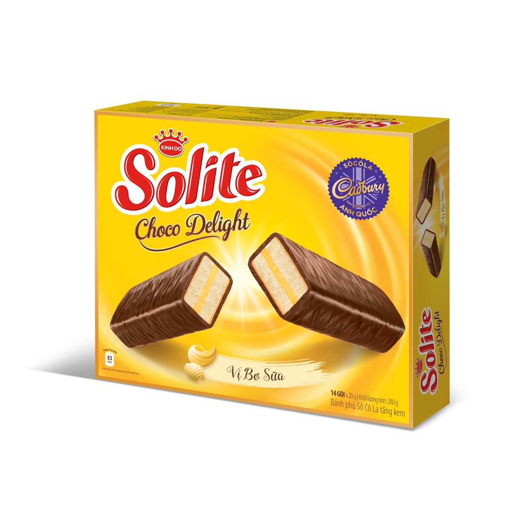 Bánh Solite tầng phủ socola 280g Mondelez Kinh Đô hộp 14 bánh (20g/cai ...