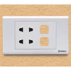 Mặt 2 ổ cắm và 2 công tắc SINO S18U2XX (2 ổ + 2 lỗ) (Chưa bao gồm 2 ...