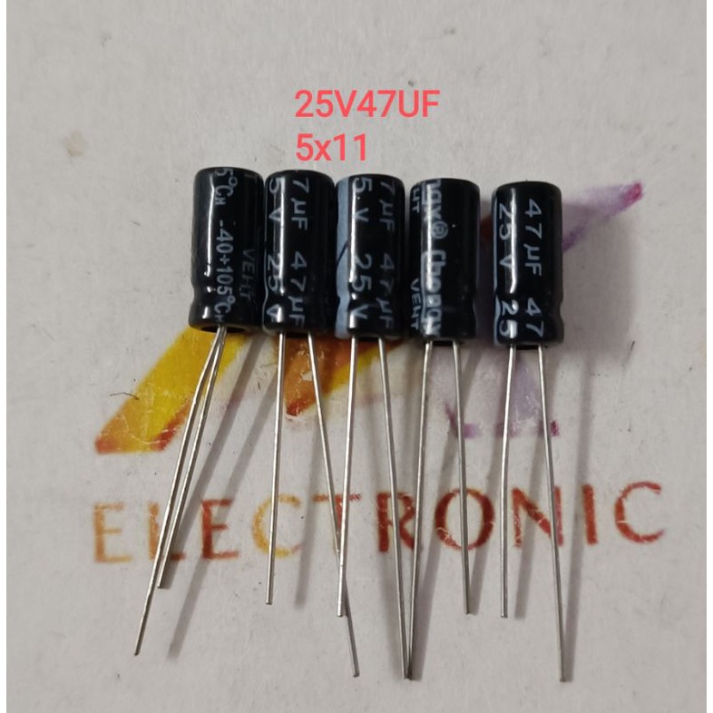 Combo 10 con ) Tụ hóa 25V47UF 47UF25V 25V 47UF Kích thước 5 x11mm | Shopee Việt Nam