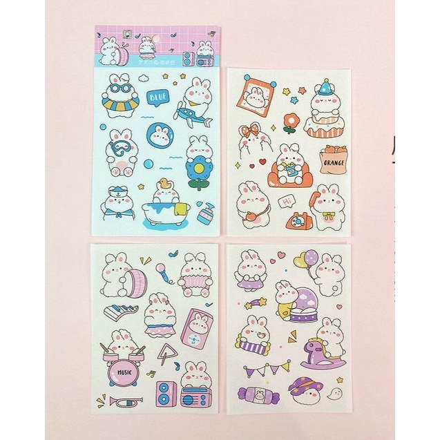 Sticker 4 Tấm Thỏ Hồng | Shopee Việt Nam