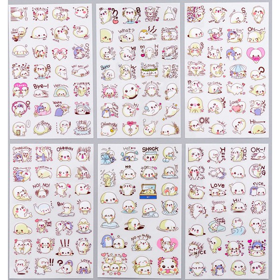 Bộ 6 tờ sticker hình cá heo con | Shopee Việt Nam