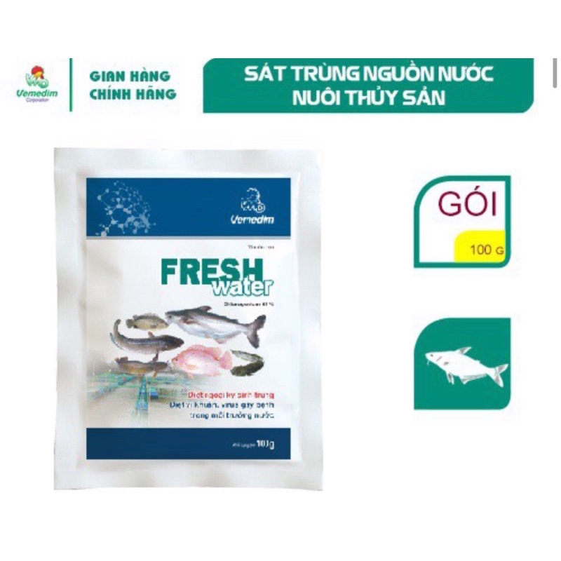 Vemedim Fresh water sát trùng nguồn nước nuôi thủy sản, gói 100g ...
