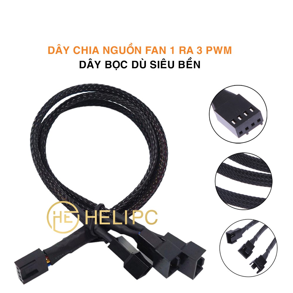 Dây chia nguồn Fan 1 ra 3 PWM - Dây chia nguồn quạt Case 1 ra 3 có PWM bọc dù siêu bền | Shopee ...