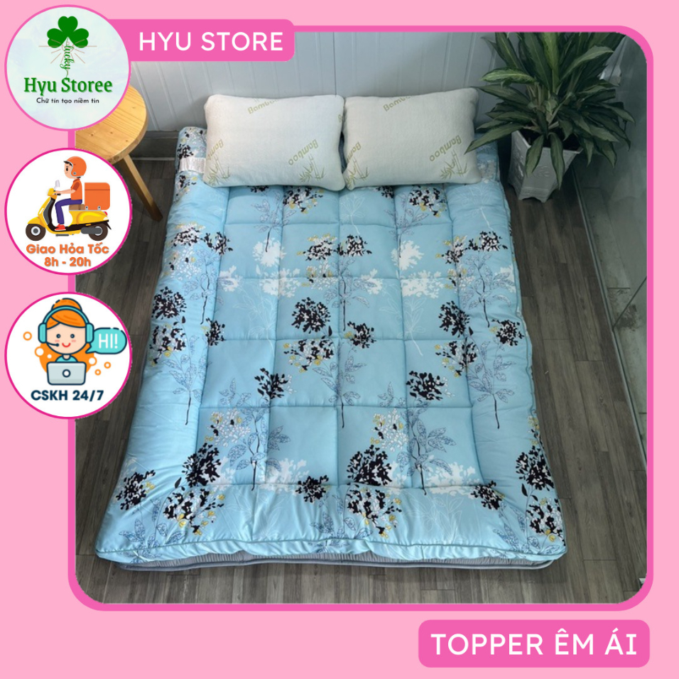 Nệm Topper 6cm họa tiết bắt mắt đủ size 1m 1m4 1m6 1m8 bằng gòn cao cấp ...