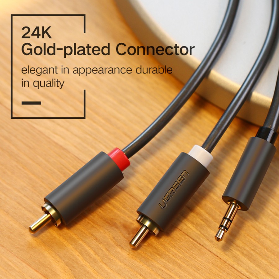 Dây Loa 10513 UGREEN 1 Ra 2 Đầu Hoa Sen Dài 5M - Cáp Audio 3.5mm To AV ...