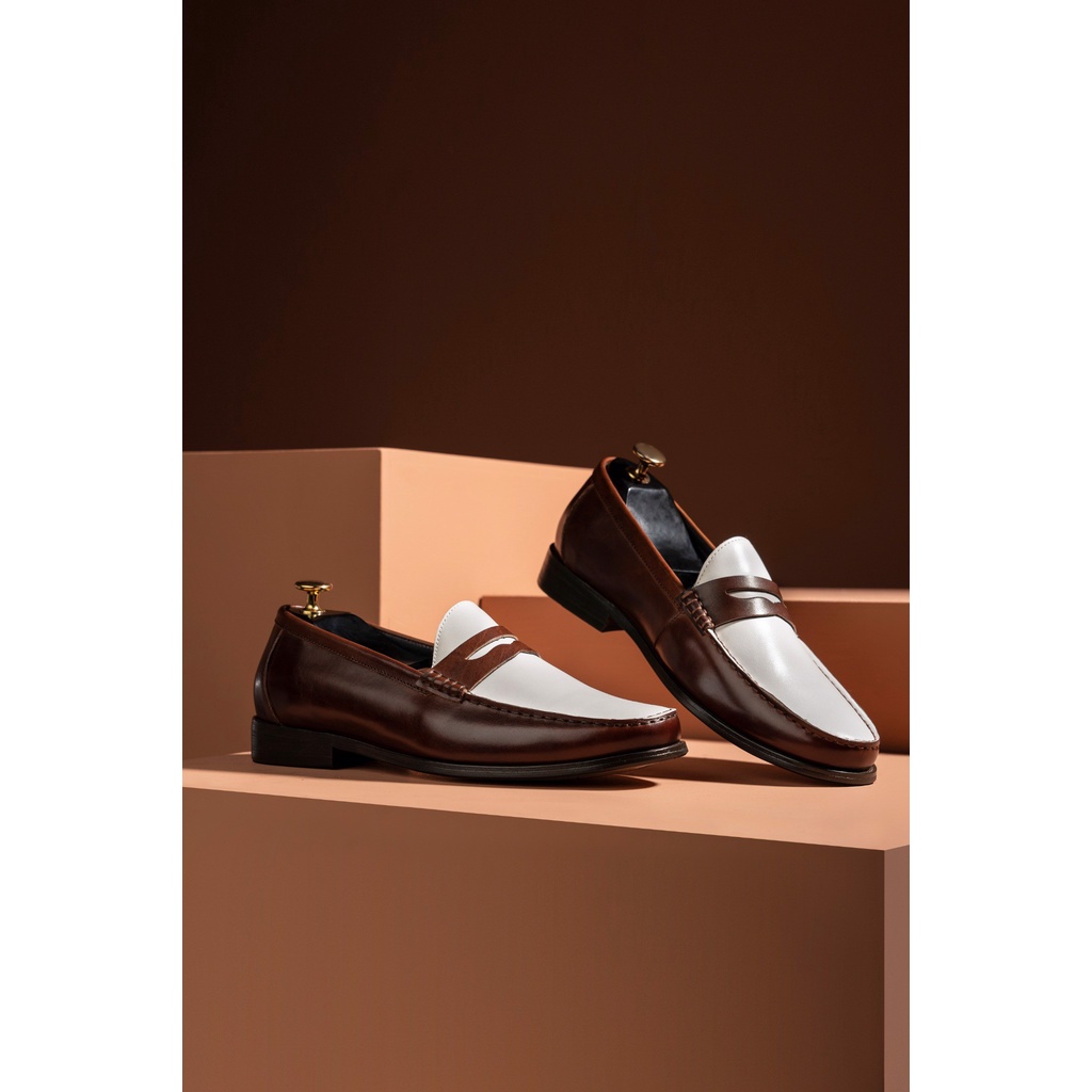 GIÀY DA NAM ADAM STORE HỌA TIẾT NÂU TRẮNG 585-302NT | Shopee Việt Nam