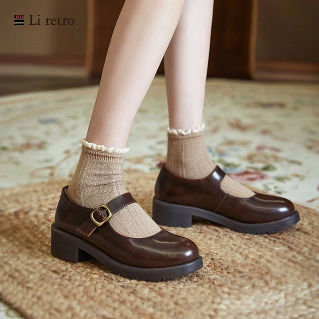 [8221] Giày Basic Mary Jane 4.5 - Giày da nữ vintage Li retro (giày da thật - genuine leather ...