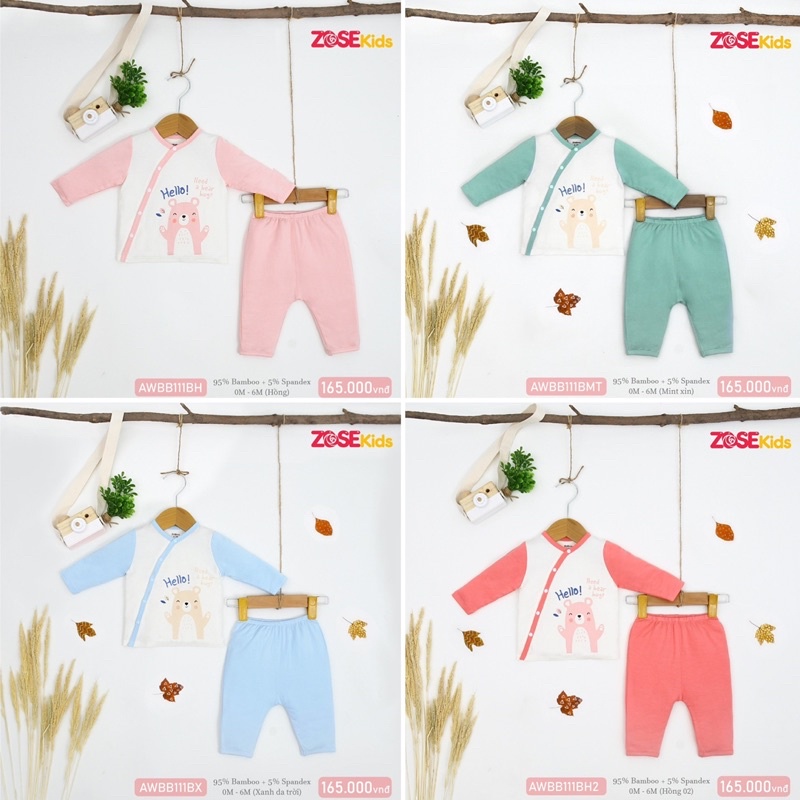Bộ Zose kids cài lệch sơ sinh viền mầu ZoseKids | Shopee Việt Nam