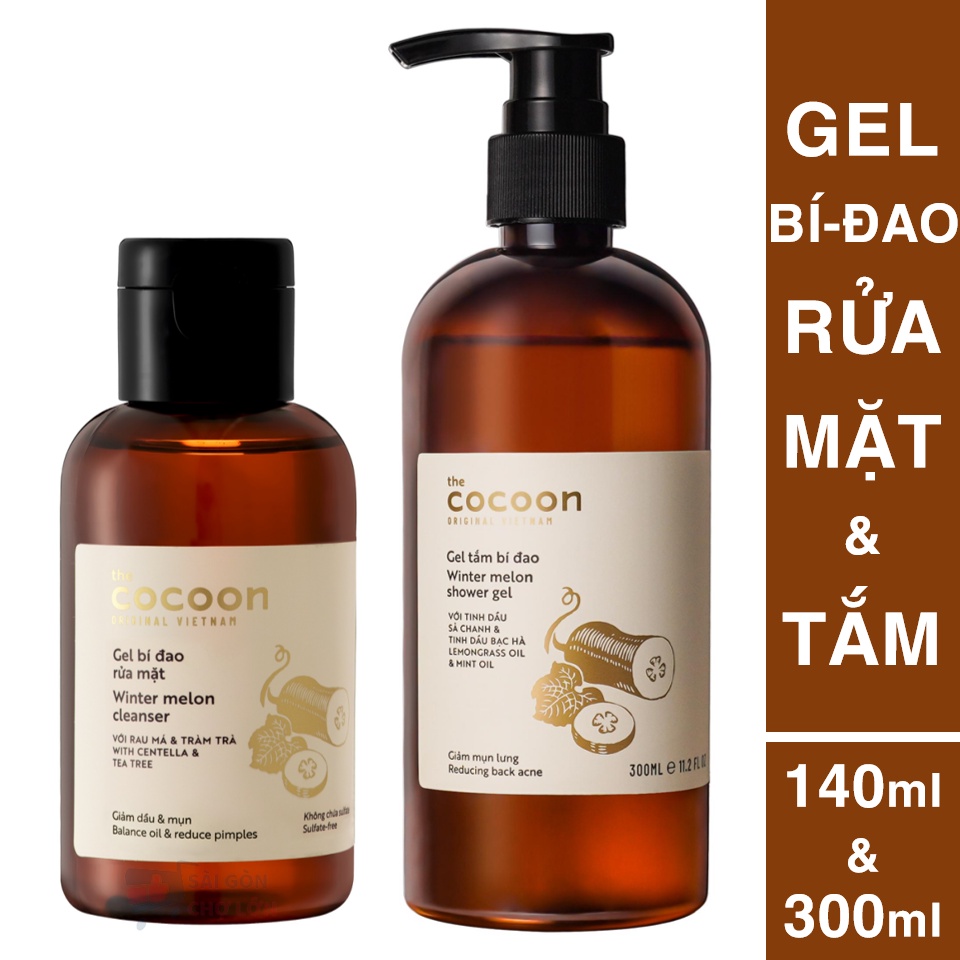 Gel rửa mặt 140ml & tắm bí đao Cocoon 300ml | Shopee Việt Nam