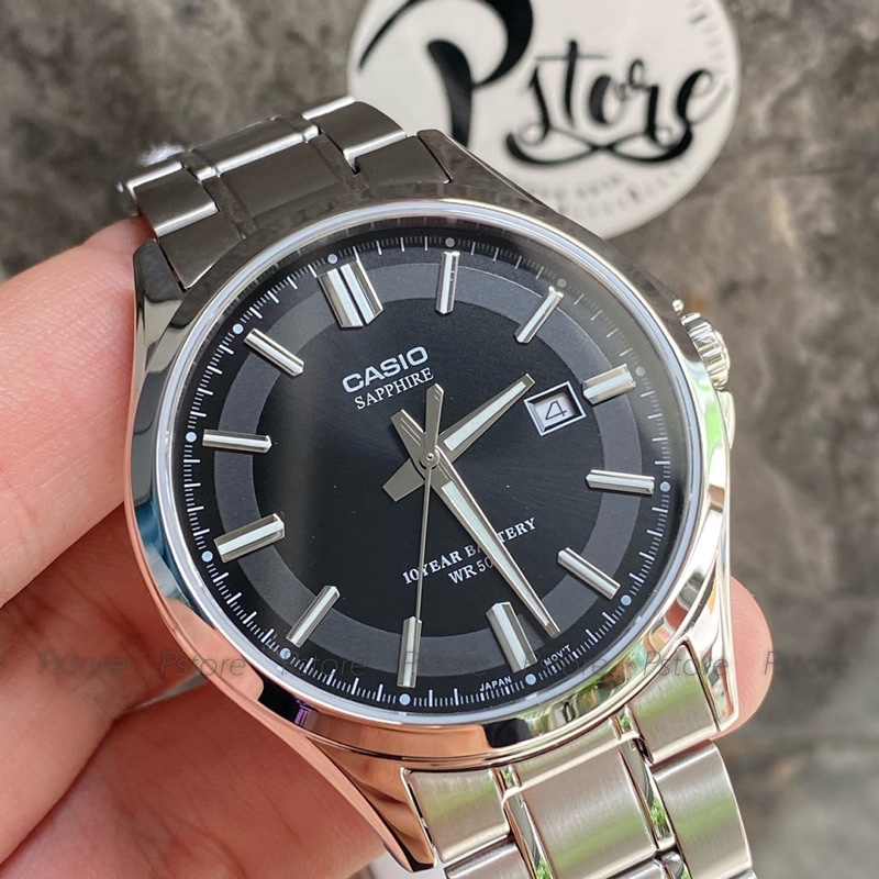 Đồng hồ nam Casio MTS-100D-1 dây thép,khung thép,kính saphia | Shopee ...