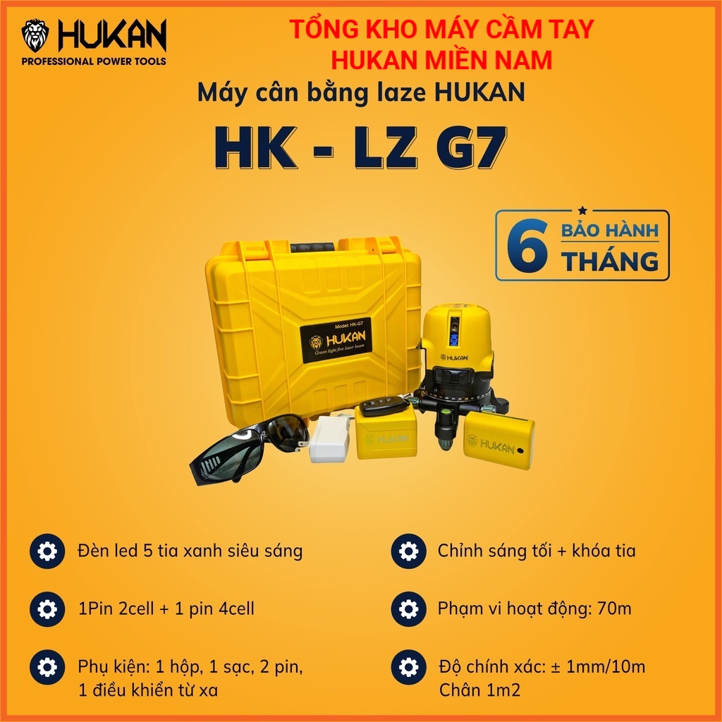 Máy cân bằng laze HUKAN HK-G7 bắn cốt 5 tia siêu sáng. Phạm vi 70m - độ ...
