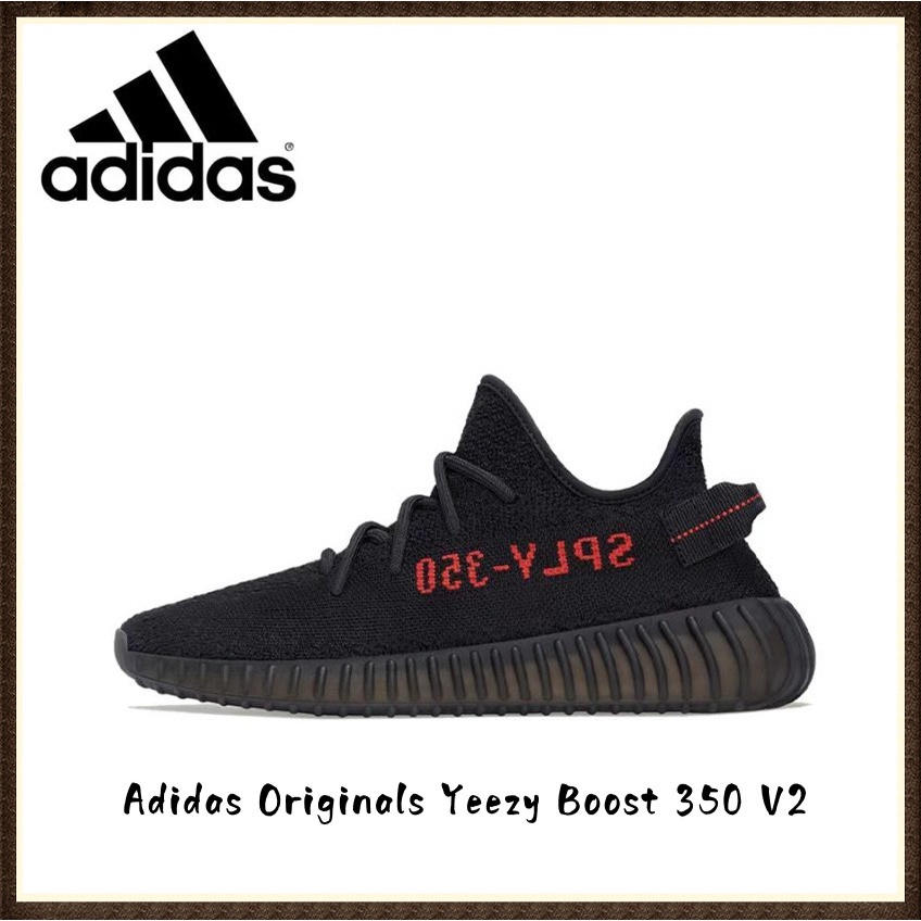 100% Chính Hãng Adidas Originals Yeezy Boost 350 V2 Chữ Đen Đỏ | Shopee ...