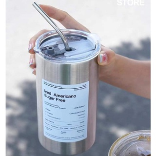 Cốc Giữ Nhiệt, Cốc Uống Nước Iced Americano Inox 304 Có Ống Hút Ly Uống Coffee 600ML Giữ Nhiệt ...