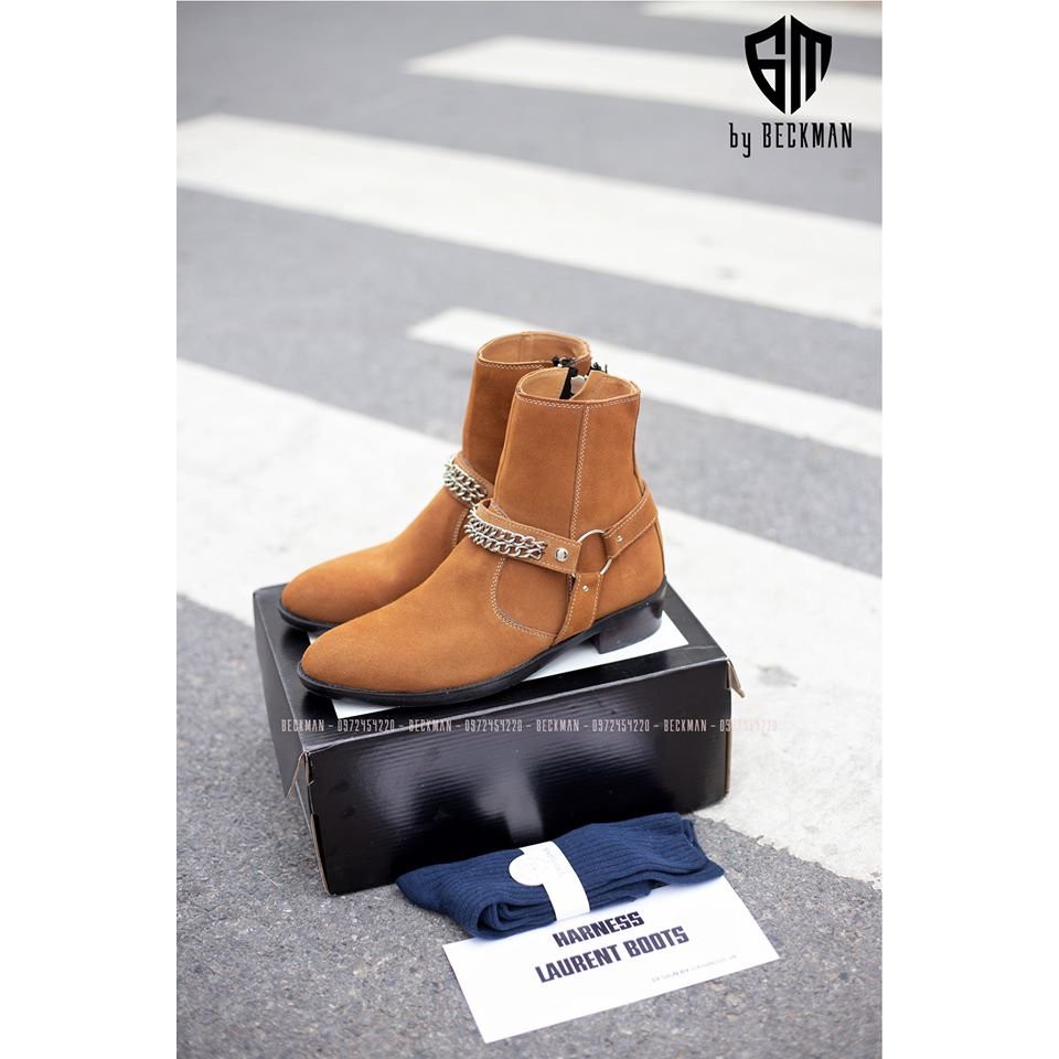 Giày Harness Laurent Boots da bò nguyên tấm thời trang nam đế độn giúp ...