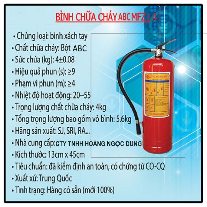 BÌNH CHỮA CHÁY MFZL4 ABC 4Kg , BÌNH BỘT CỨU HỎA , PCCC | Shopee Việt Nam