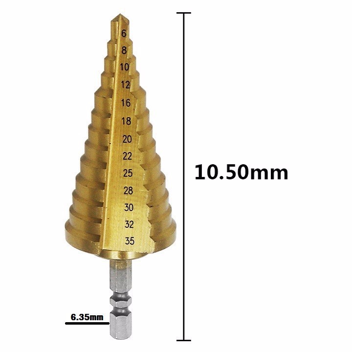 Mũi khoan tháp, bước HSS 4241 6-35mm khoan sắt nhôm tôn,... | Shopee Việt Nam