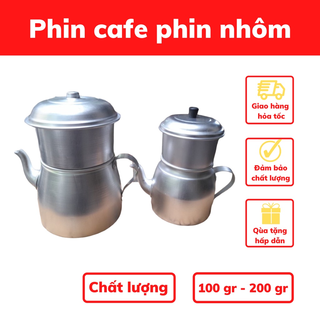 ấm phin pha cà phê nhôm giày lọc ủ cà phê 100-200 gram có ấm và vòi rót tiện lợi cao cấp đảm bảo ...
