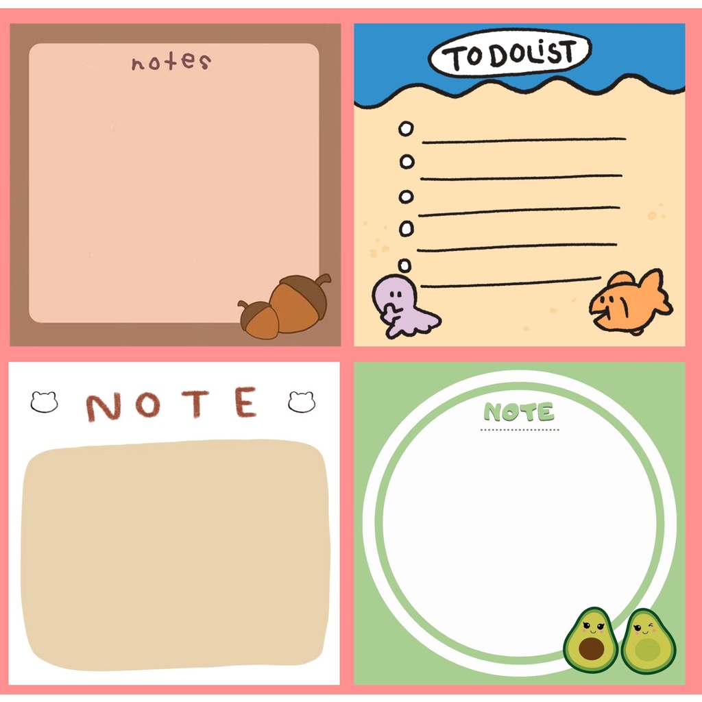 Giấy Note, Giấy Ghi chú NÂU CUTE cơ bản 30-50 không dán, tặng kèm miếng ...