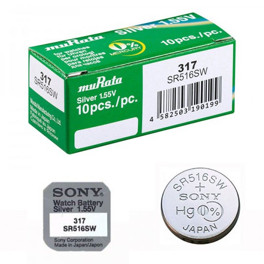 Pin đồng hồ MURATA Sony 317 SR516SW oxit bạc Made in Japan chính hãng ...