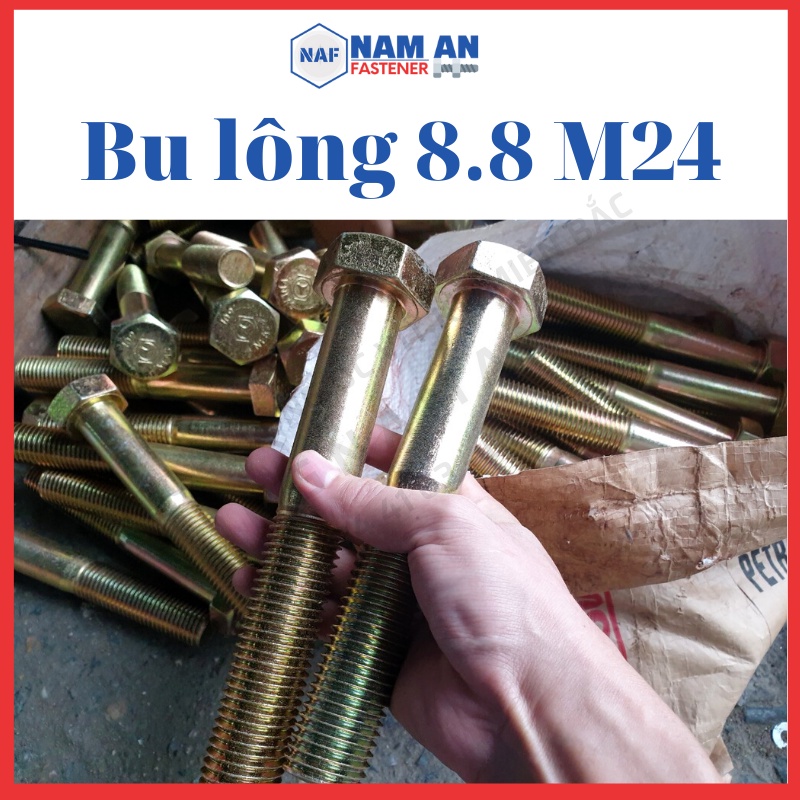 Bulong M24 cấp bền 8.8, bu lông lục giác M24, đường kính 24mm, độ dài ...