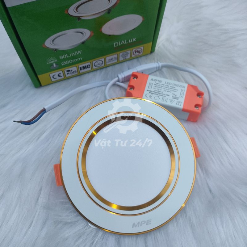 Đèn Led Panel âm trần downlight 3 chế độ màu 9w viền Vàng lỗ khoét phi ...