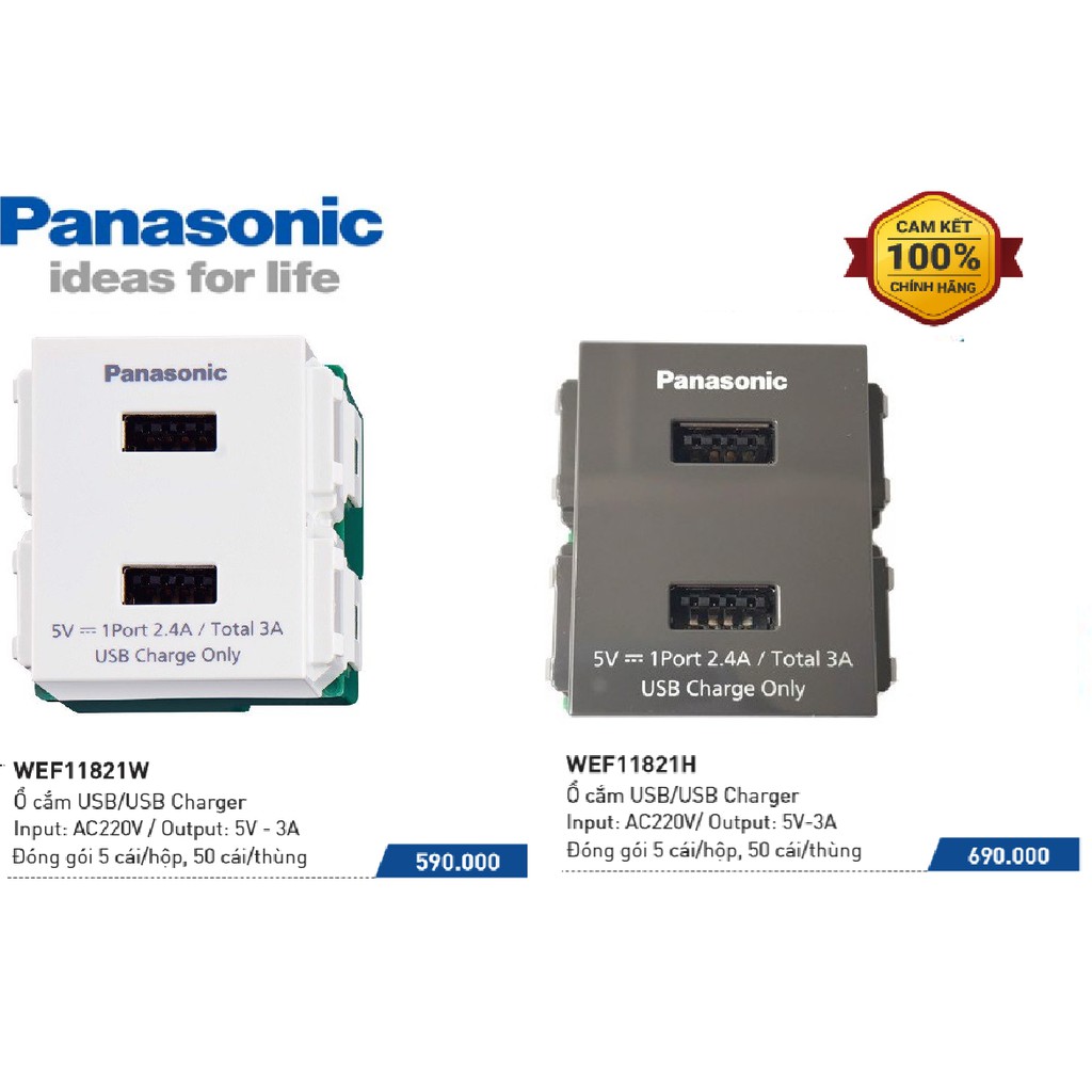 Ổ cắm USB Panasonic - WEF11821W, WEF11821H | Shopee Việt Nam