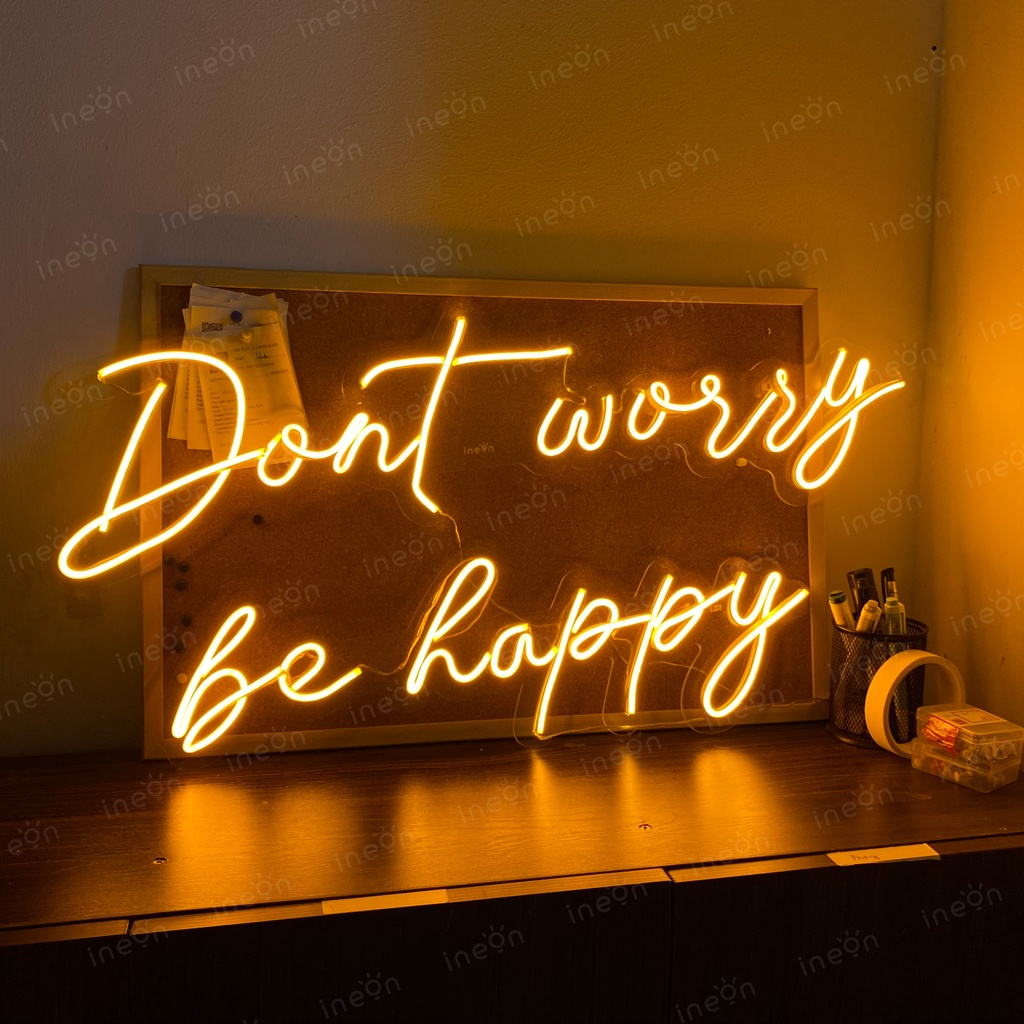 [INEON] Đèn LED neon Dont worrt be happy MS018 40x60cm | Shopee Việt Nam