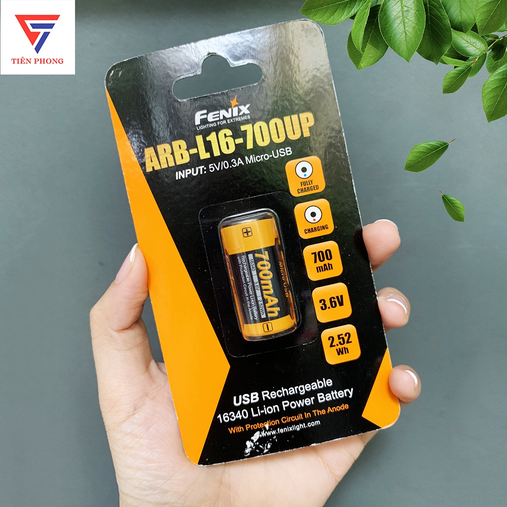 Pin Sạc FENIX 16340 - ARB-L16-700UP - 700mAh (tích hợp sạc Micro USB ...