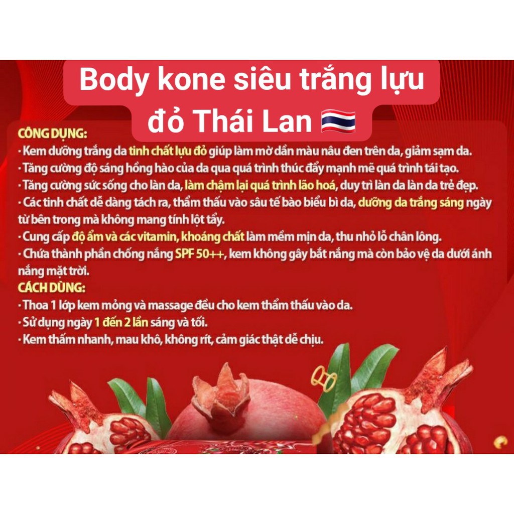 Kem Dưỡng Thể Body Kone Lựu Đỏ Thái Lan | Shopee Việt Nam