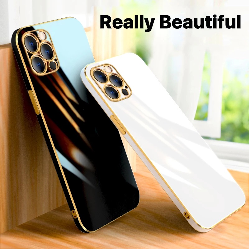 Ốp Điện Thoại Viền Vuông TPU Mềm Mạ Điện Kèm Phim Bảo Vệ Lens Cho ...