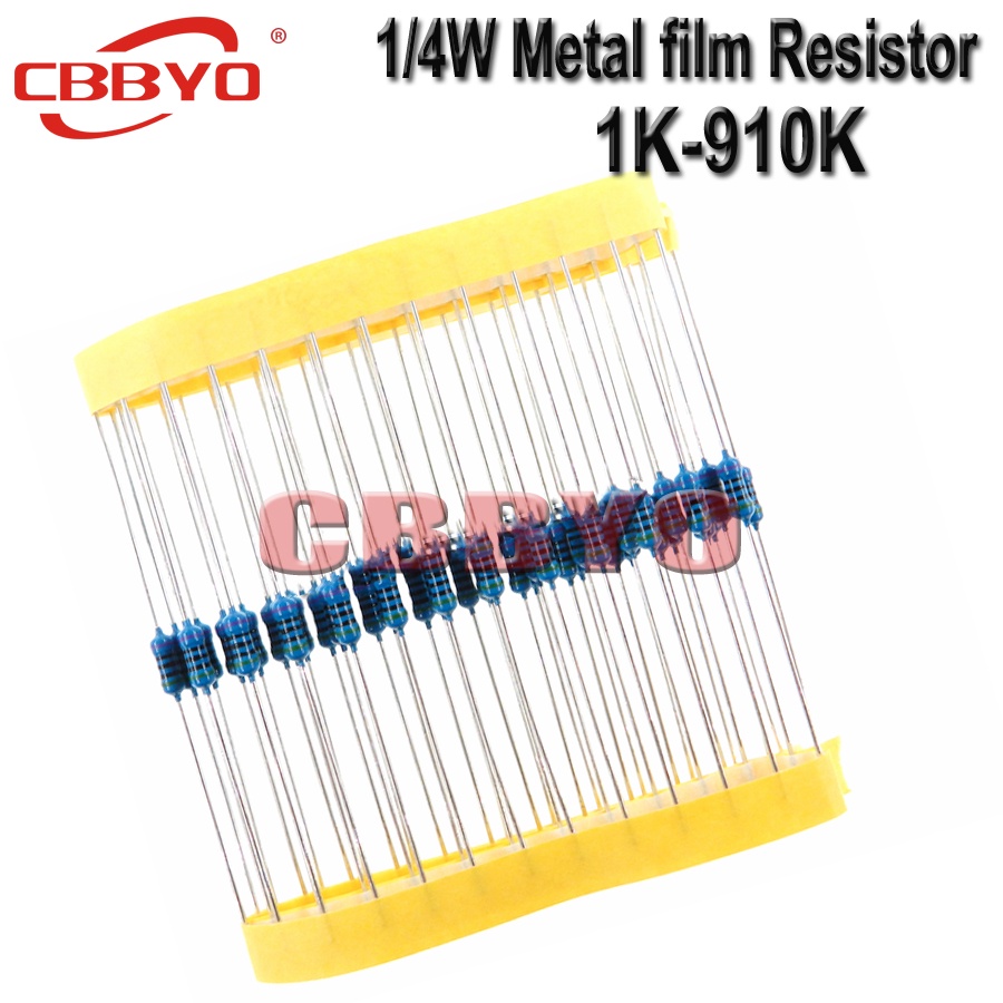 Set 100 Điện Trở Màng Kim Loại 1 / 4W 0.25W 1K-910K 1% 1.2K 5.1K 39K 4.7K 10K 180K 470K 680K ...