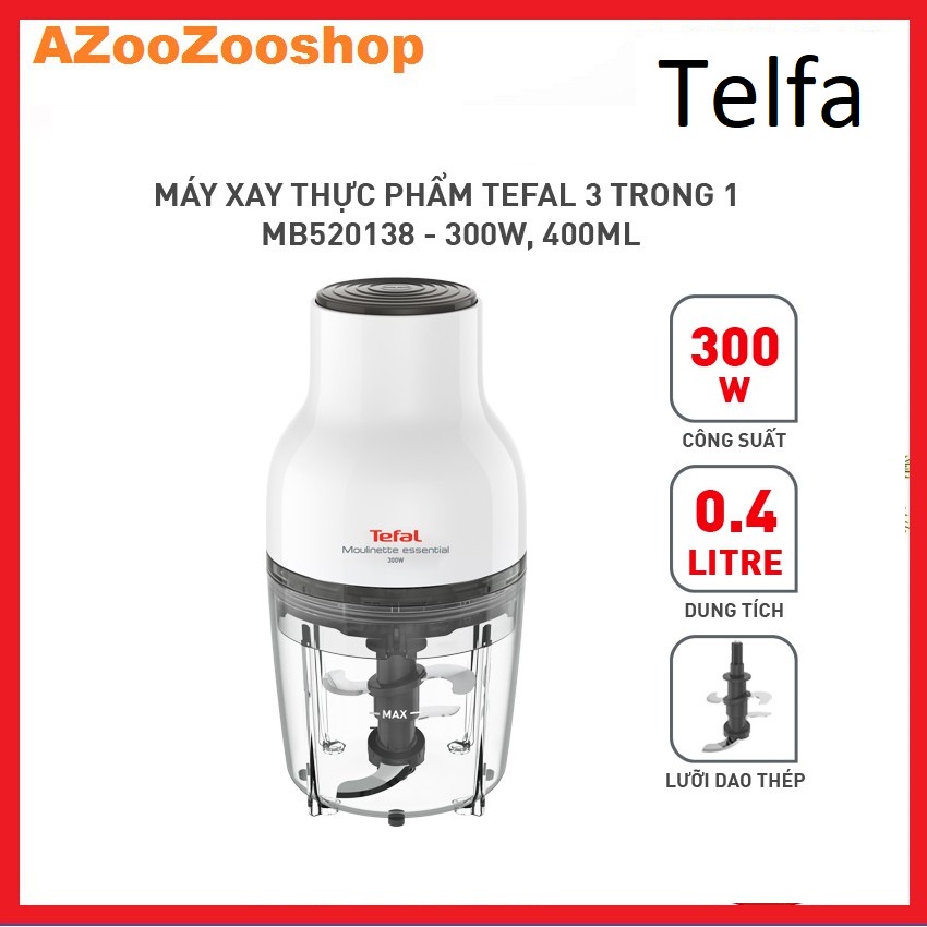 Máy Xay Thực Phẩm Tefal 3 trong 1 MB520138 - 300W, 400ml | Shopee Việt Nam