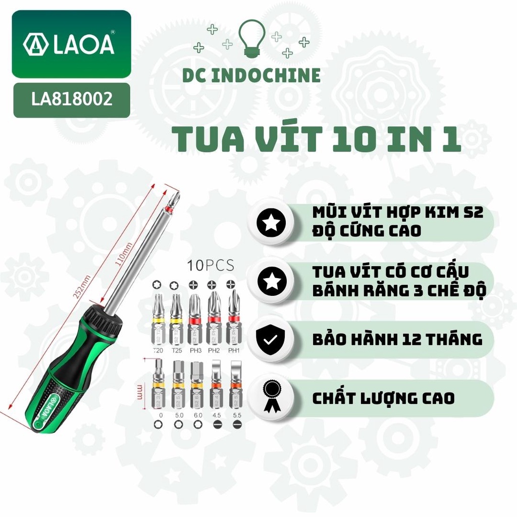 Bộ tua vít đa năng 10 trong 1 LAOA LA620010, thép hợp kim S2 siêu cứng, hàng chính hãng | Shopee ...