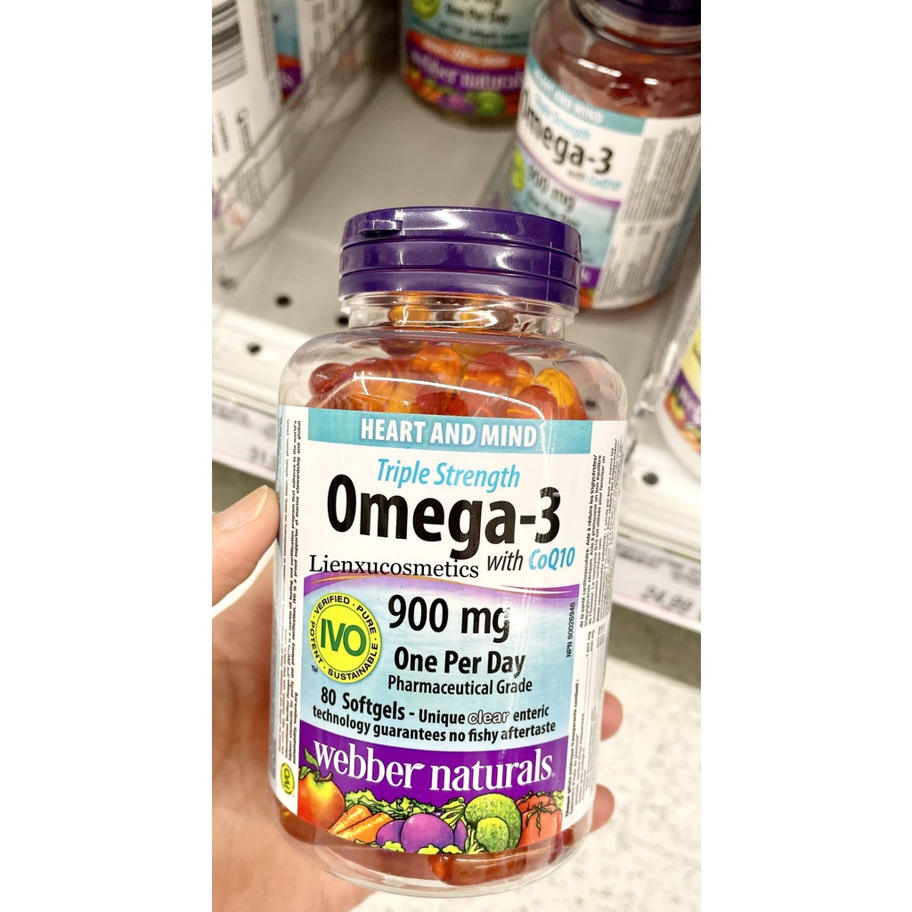 Viên dầu cá Webber Natural omega 3 900mg& CoQ10 80 viên; HSD 2027 ...