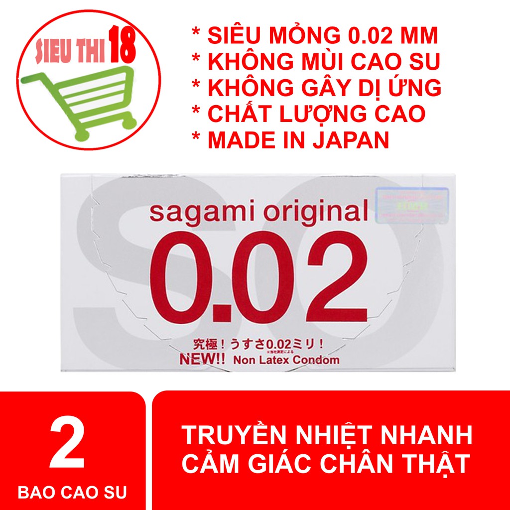 BAO CAO SU SAGAMI ORIGINAL 0.02 SIÊU MỎNG, HỘP 2 CÁI | Shopee Việt Nam