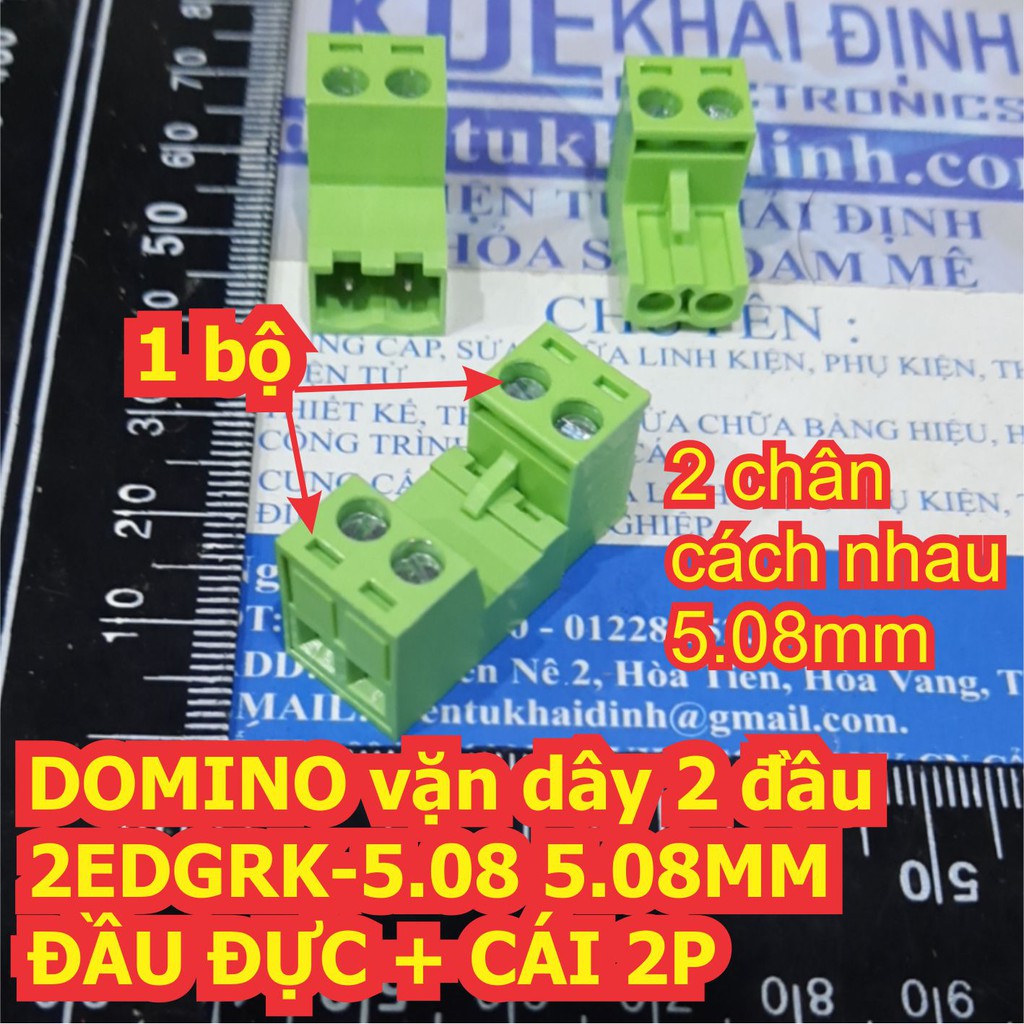 DOMINO, TERMINAL ĐẦU NỐI vặn dây 2 đầu 2EDGRK-5.08 5.08MM ĐẦU ĐỰC + CÁI các loại 2P ~ 12P ...