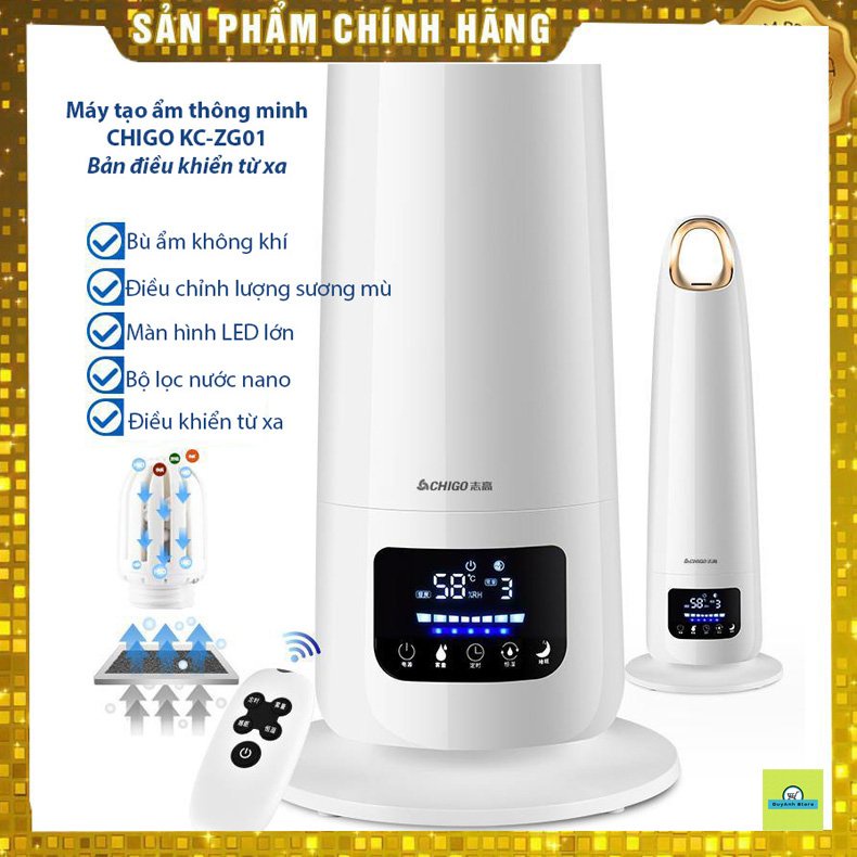 Tháp phun sương tạo ẩm CHIGO ZG-KC01 , bù ẩm cho không gian gia đình , Điều khiển cơ và điện tử ...
