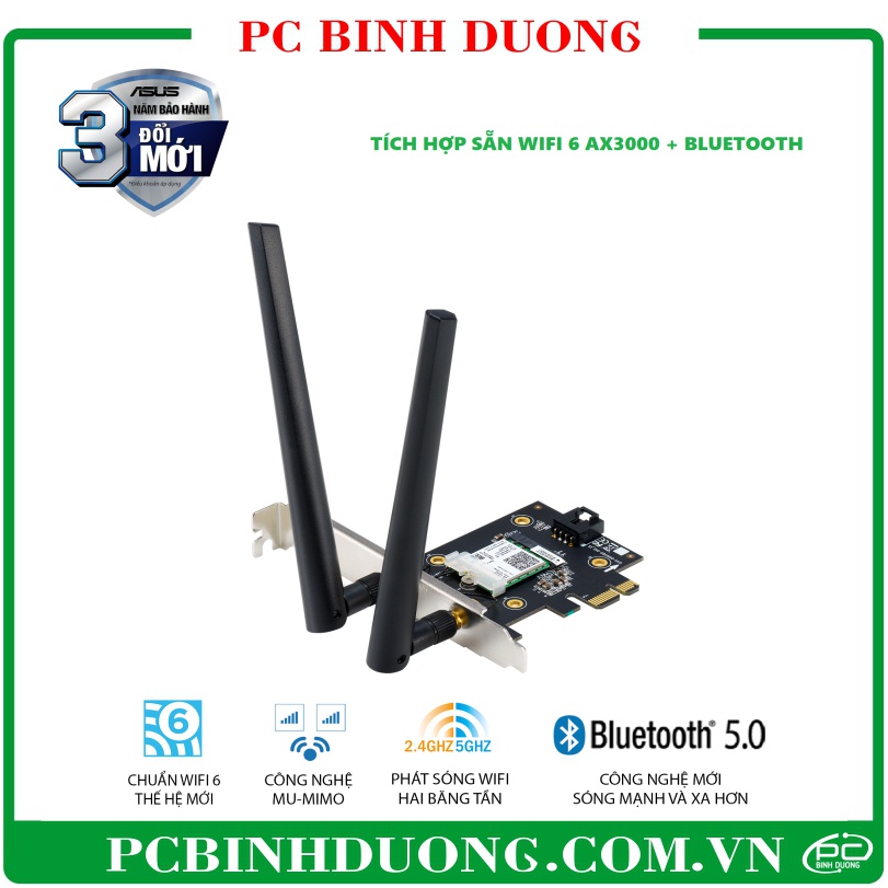 Card Thu WiFi Asus PCE-AX3000 (WiFi 6 AX3000 + Bluetooth 5.0) Tray ...