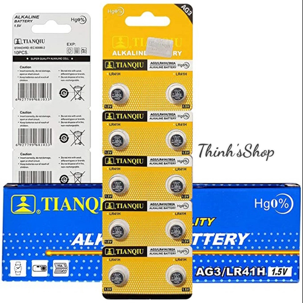 Pin cúc áo 1.5v LR41/192 TIANQIU AG3-LR41-392A Chính hãng ( VỈ 10 VIÊN ...